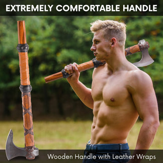 Viking Battle Axe - The Skeggøx - Hand Forged Skegg Axe Head Brown - V ...